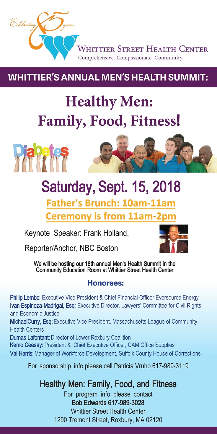 2018 new Men's Summit flyer - Whittier Street Health Center | Whittier ...